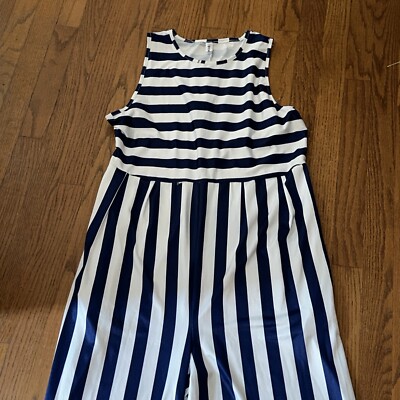 NWT Order Plus Boutique Navy Blue Stripe Jumpsuit Romper Jumper Sz 2XL ...