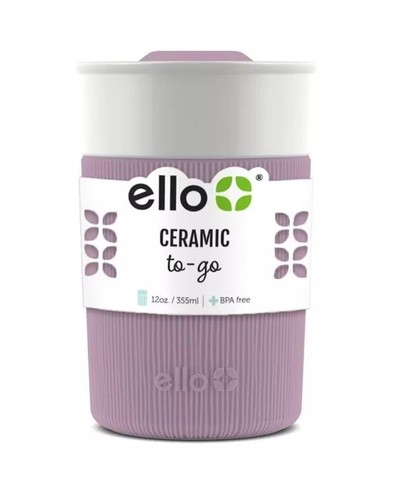 Ello Archie 12oz Ceramic Travel Mug Light Purple Leak Proof & Stylish ...