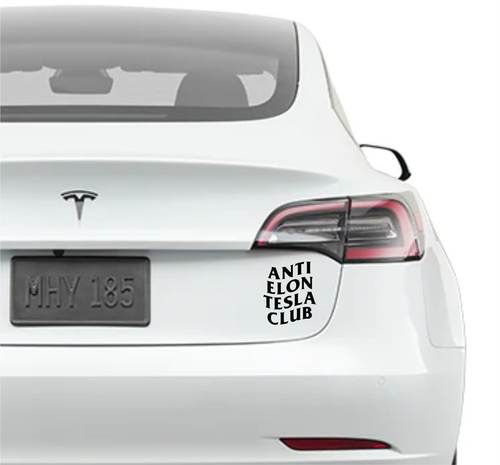 ANTI ELON TESLA CLUB - DIE CUT WHITE 5 INCH TESLA Sticker Decal Musk ...