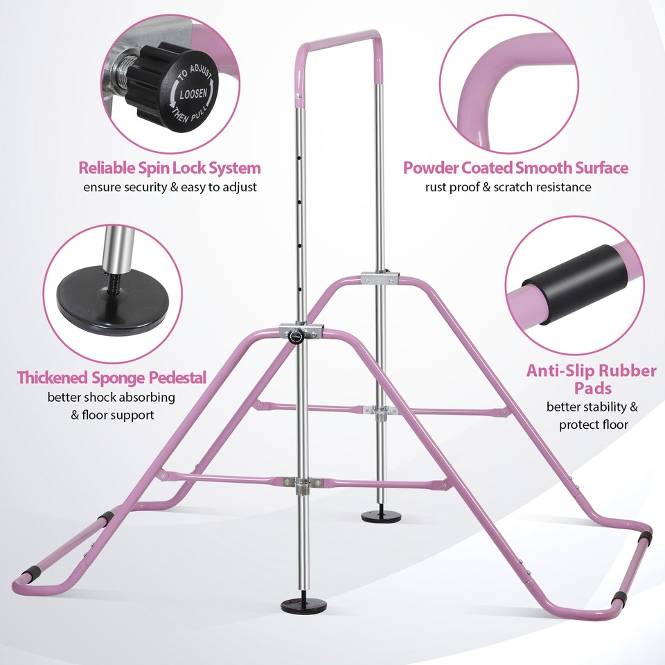 Folding Gymnastic Horizontal Bars Equipment Adjustable Height Junior ...