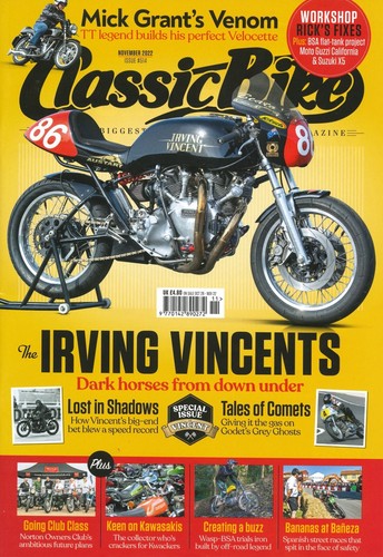 UK Classic Bike Magazine, Irving Vincent, Mick Grant Vellocette Venom, Nov 2022 | eBay