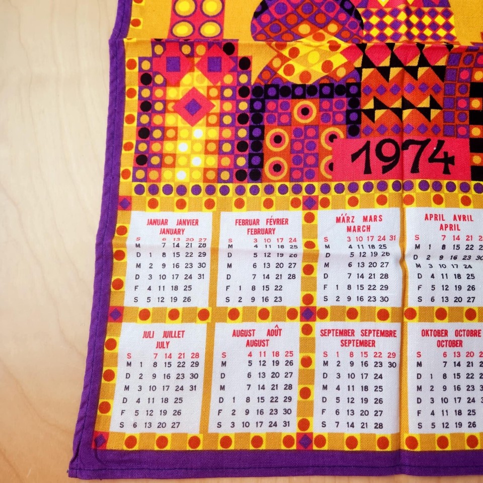 Vtg 1974 Russian Moscow Cathedrals Calendar Linen Cloth Wall Hanging ...