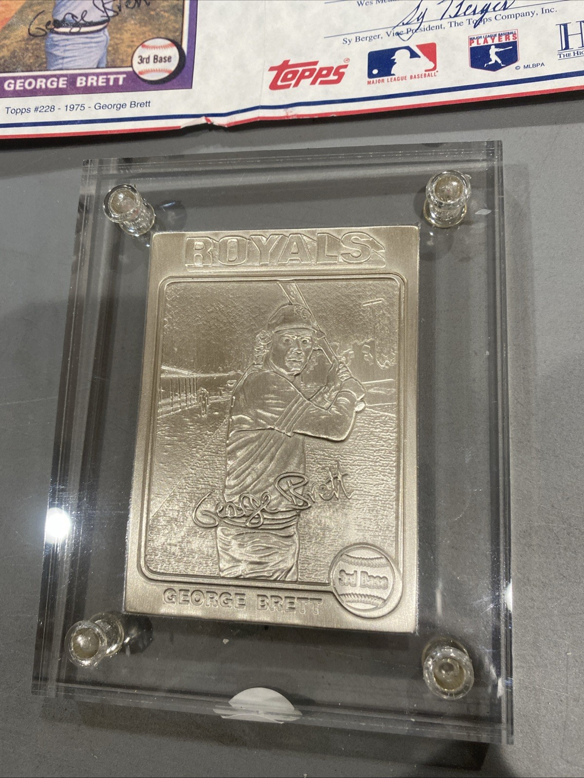 .999 SILVER GEORGE BRETT HIGHLAND MINT SILVER CARD 4.25 OZ NO OUTER ...