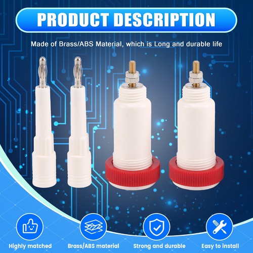 2 Pairs of 4 mm Banana Jack 10Kv -30Kv High Voltage Connector Plug4761 ...