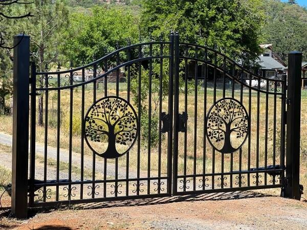 14' Greatbear Driveway Dual Swing Wrought Iron Gate Tree Design | eBay