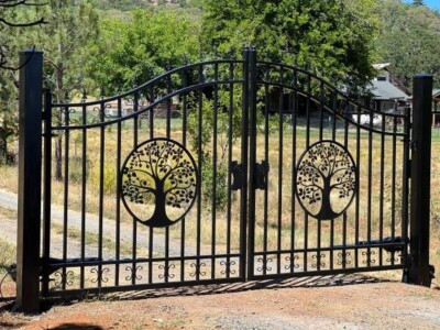 14' Greatbear Driveway Dual Swing Wrought Iron Gate Tree Design | eBay