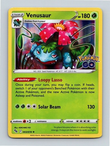 Venusaur 003/078 Holo Rare Pokemon GO Pokemon Trading Card TCG NM PF | eBay