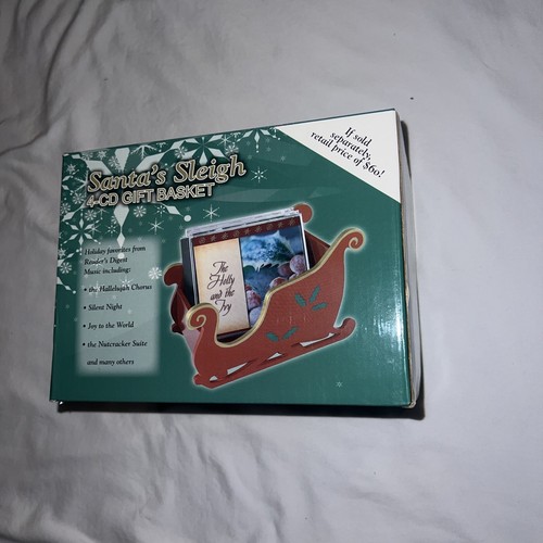 Reader's Digest Santa's Sleigh Wooden Gift Basket w/ 4 Christmas CD's ...