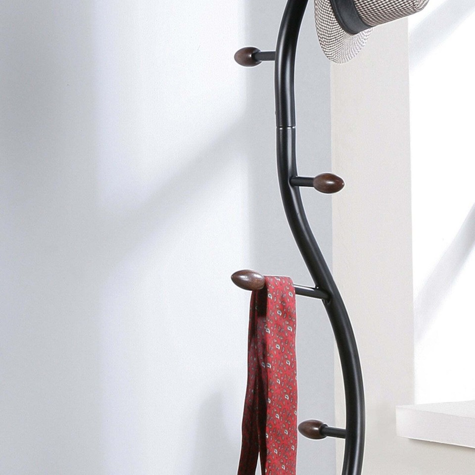 Free Standing Coat Rack Tree Design Wood Metal Construction W/ 9 Coat ...