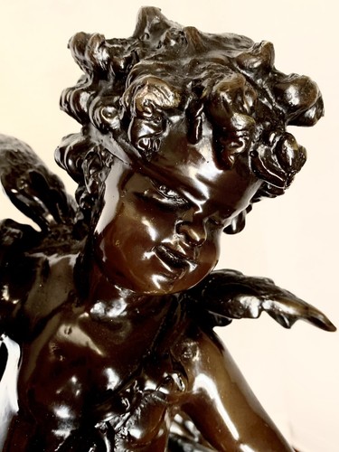 Cast Bronze Statue Of Eros Holding Torch Blindfolded Cupid Cherub ...