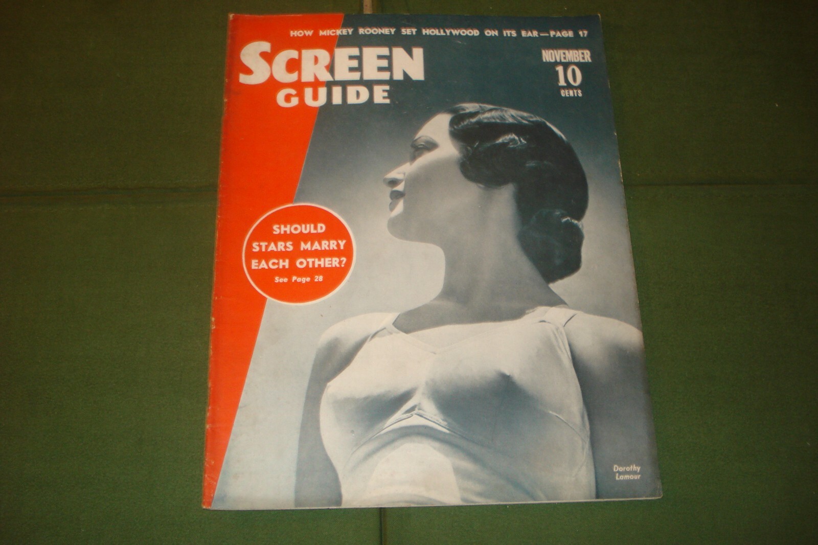 DOROTHY LAMOUR COVER SCREEN GUIDE MAGAZINE, NOV. 1938, GORGEOUS, SEXY ...