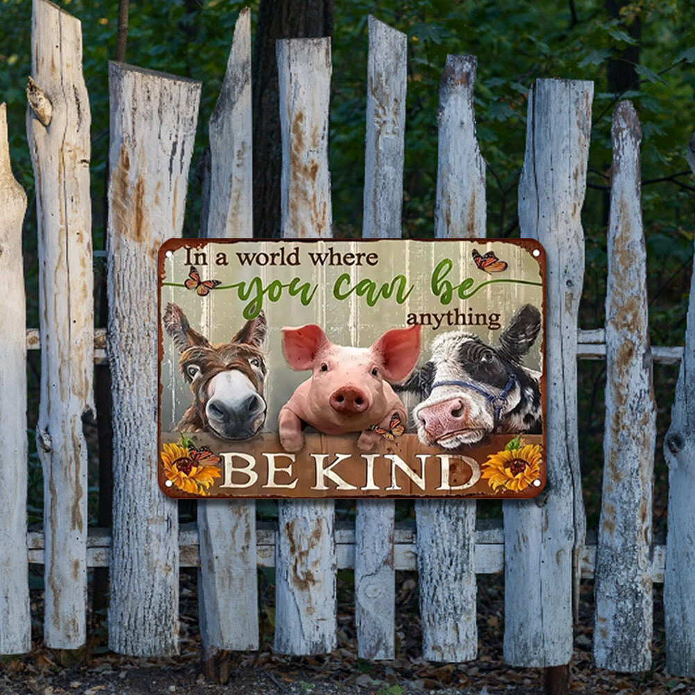 Vintage Metal Plate Farm Animal Rectangular Iron Painting Wall Art ...