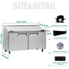 60" Sandwich Prep Table Fridge, ICECASA 2 Door Food Bain Marie Cooler ...