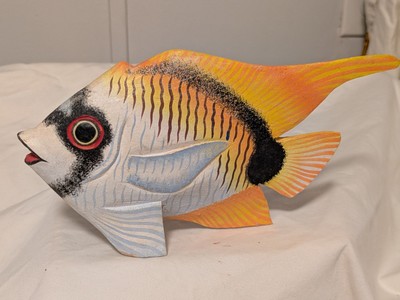Tropical Fish Figurine Hand Carved Wood Hand Painted | eBay