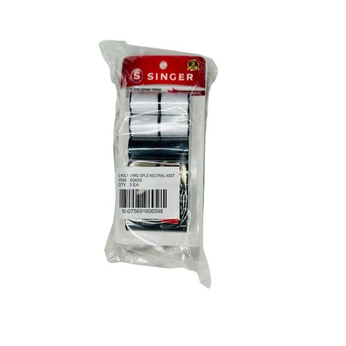 SINGER Polyester Hand Sewing Thread 12 Spools Needles & Threader Asst ...