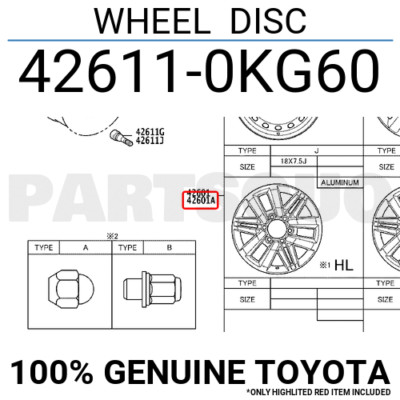426110KG60 Genuine Toyota WHEEL DISC 42611-0KG60 | eBay