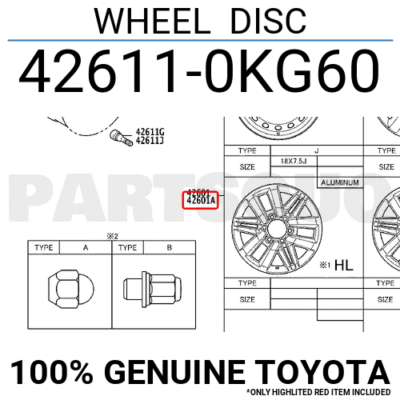 426110KG60 Genuine Toyota WHEEL DISC 42611-0KG60 | eBay