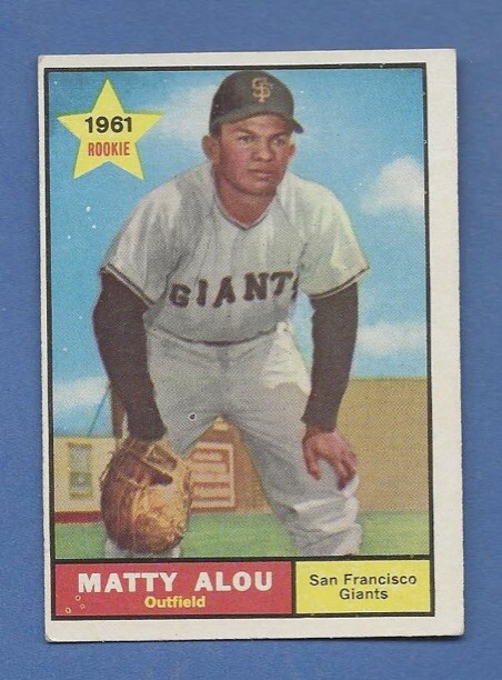 1961 Topps Baseball Matty Alou #327 (Rookie) San Francisco Giants EX+ ...