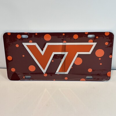 Virginia Tech License Plate Mirrored Laser Cut Acrylic NEW VT Polka ...