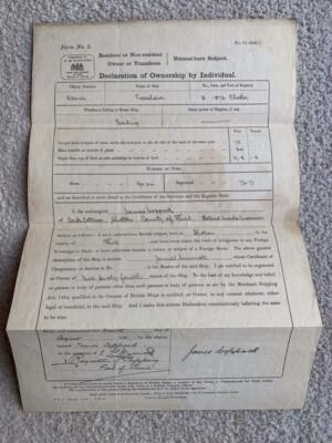 SAILING SHIP SS EXCELSIOR OF CHESTER 1873-1911 ARCHIVE X9 REGISTRATION ...