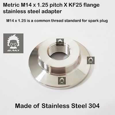 Metric M14 x 1.25 X KF25 flange stainless steel adapter / spark plug ...