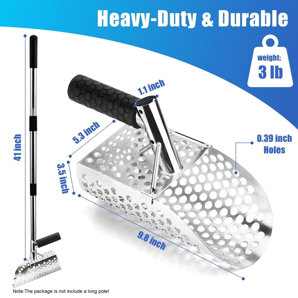 Sand Scoop for Metal Detecting, Stainless Steel Metal Detector Scoop ...