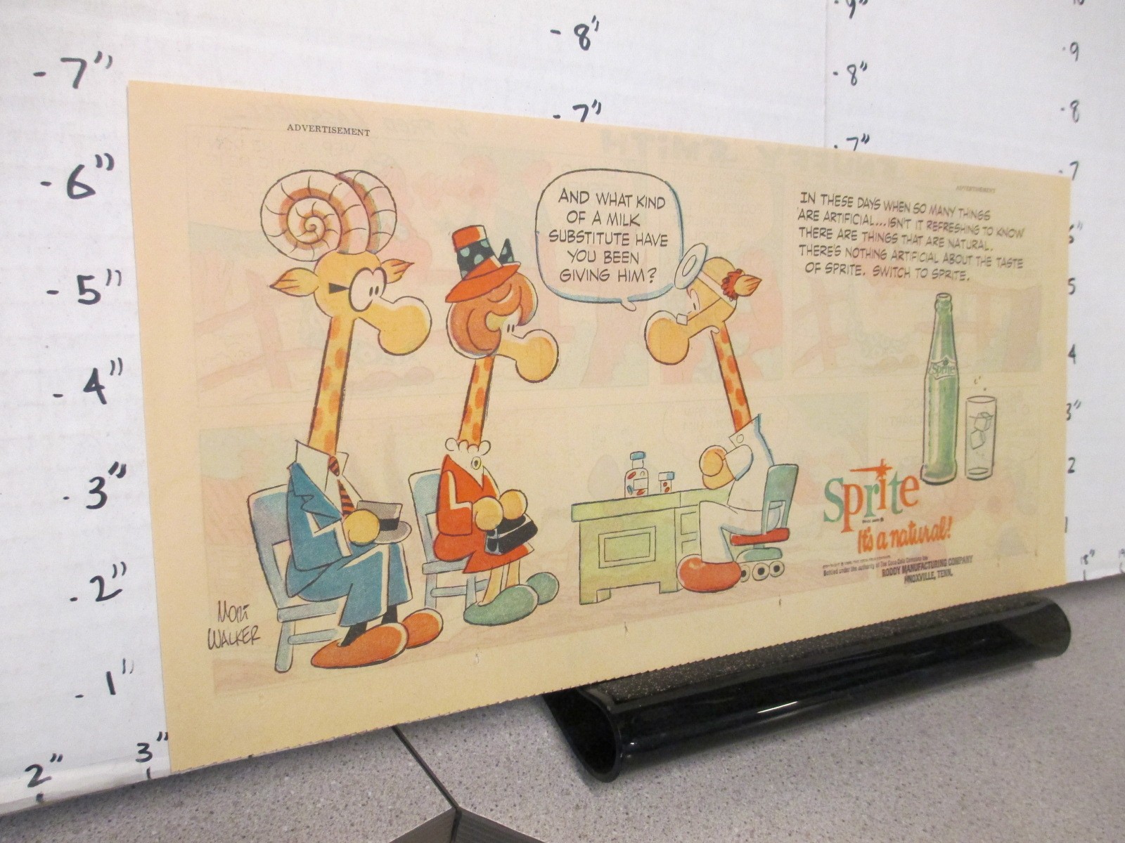 newspaper ad 1969 SPRITE soda bottle giraffe family Mort Walker comic ...