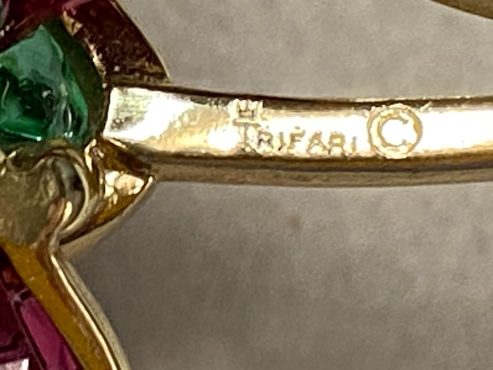 Trifari Alfred Philippe Carnation Brooch Invisible Set Waffle Stone Red ...