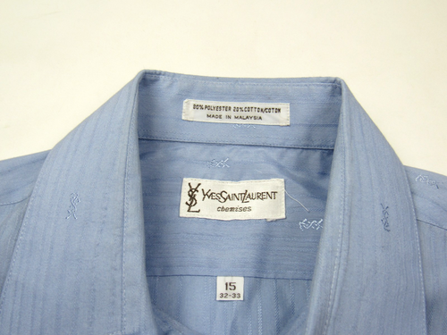 Vtg 80s YSL Yves Saint Laurent Monogram Logo All Over Print Dress Shirt ...