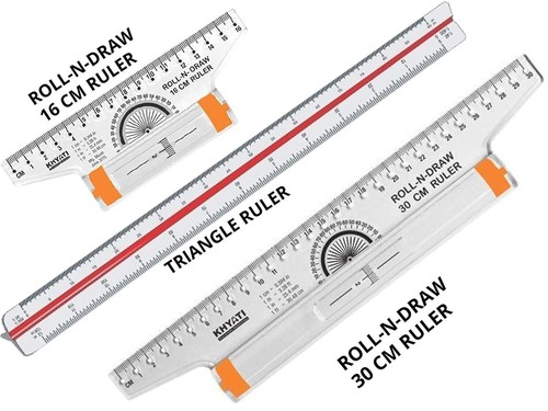 Roll N Draw Ruler Plastic Triangle Ruler Long Plastic Drafting Ruler ...