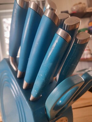 Vintage Fiestaware Fiesta Peacock Knife Block Set Complete Used ...