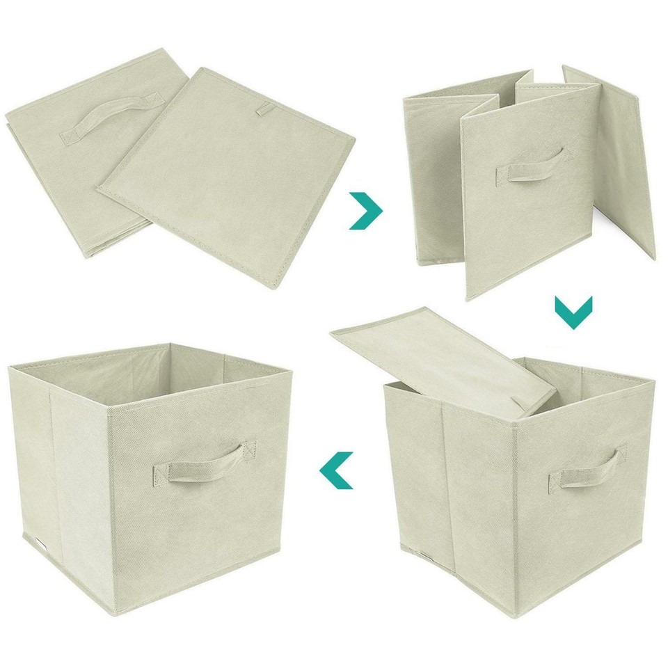 2 Pack Foldable Large Square Storage Box Collapsible Fabric Cube Kids ...