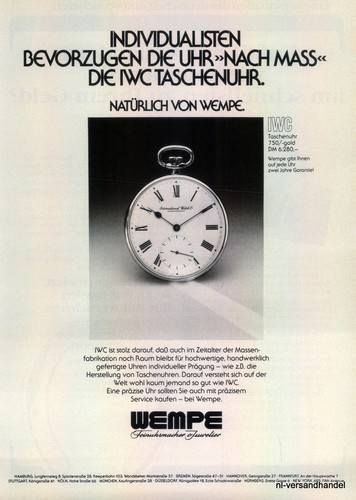 WEMPE-IWC-1981-Reklame-Werbung-genuine Ad-La publicité-nl-Versandhandel ...