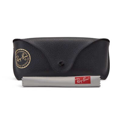 Authentic Ray-Ban Black Leather Sunglasses Eyeglasses Case + Gray ...