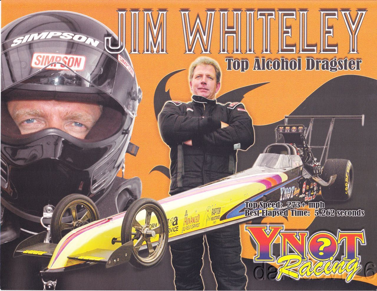 2010 Jim Whiteley YNot Racing Top Alcohol Dragster NHRA postcard | eBay