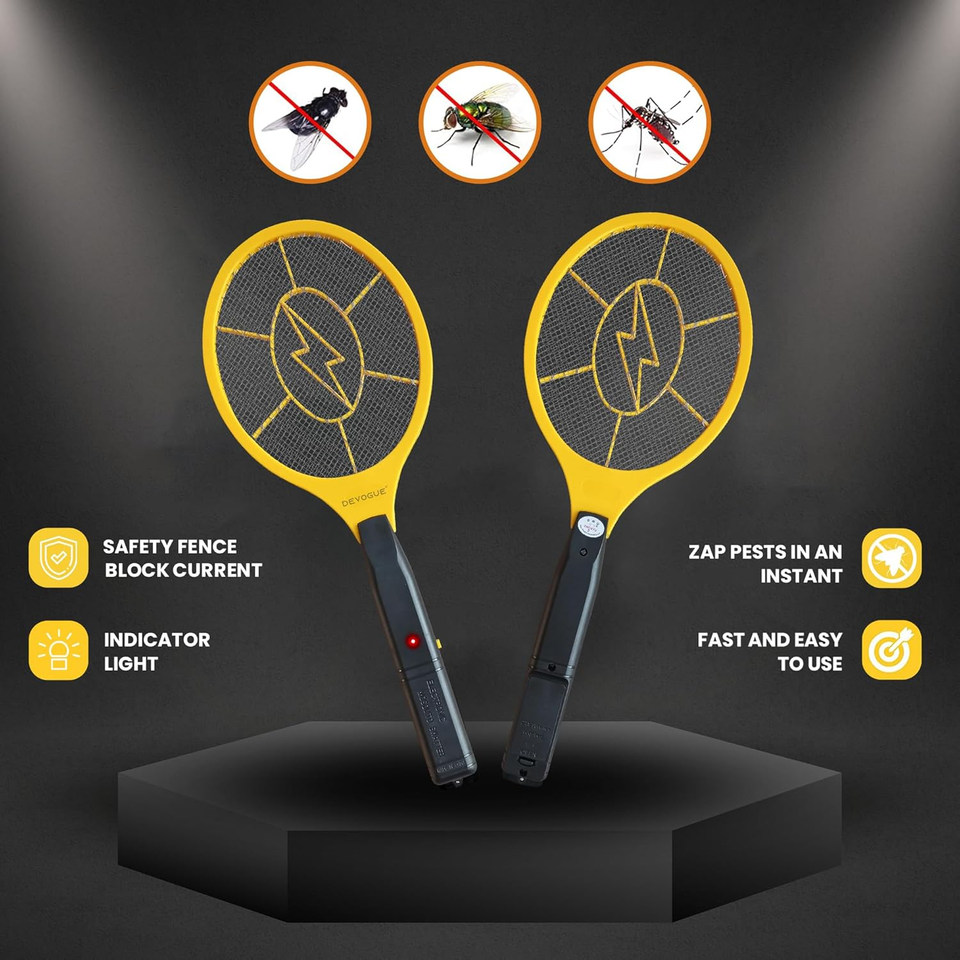 Electric Fly Swatter Bug Zapper - Battery Operated Indoor & Outdoor ...