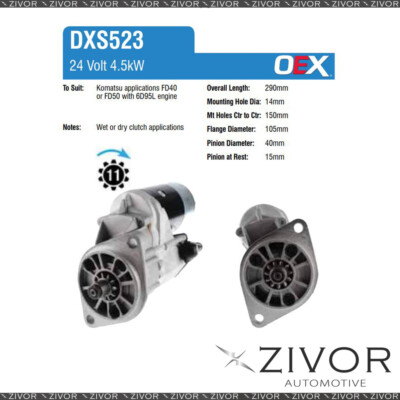 DXS523-OEX Starter Motor 24V 11Th CW Denso Style For KOMATSU FD70 ...
