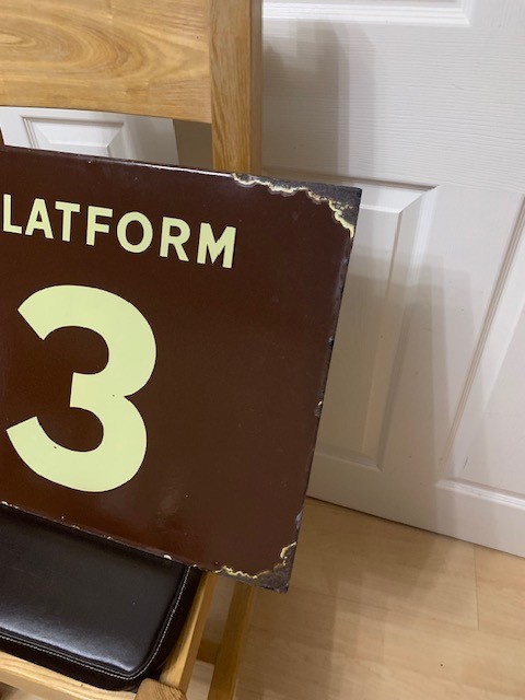 Late GWR / Early BR (W) Double Sided Enamel Sign - "PLATFORM 3" | eBay UK