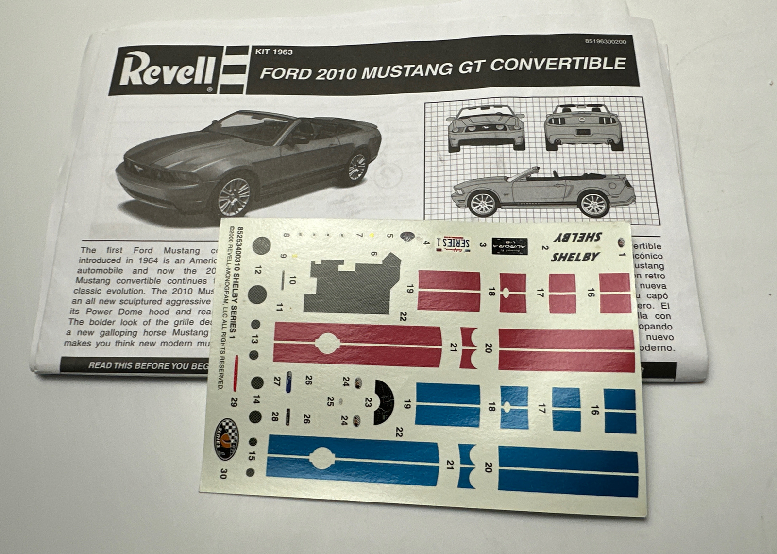 Revell Shelby Series 1 Model Car Kit 1:25 Skill Level 2 85-2534 PARTS ...