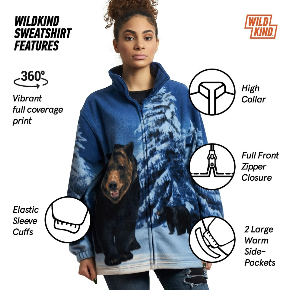 Wildkind Grizzly Black Bear Jacket Brown Bears Ursa Growling Blue ...