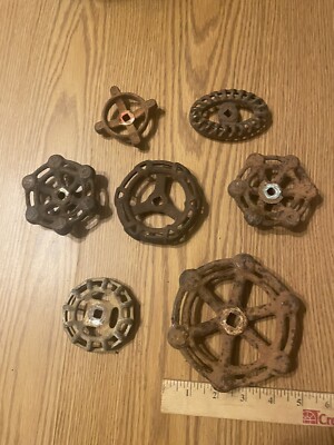 7 BIG VINTAGE WATER FAUCET KNOBS HANDLES STEAM PUNK INDUSTRIAL CRAFTS ...