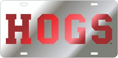 ARKANSAS Razorbacks Mirrored Silver-Red HOGS License Plate / Car Tag | eBay