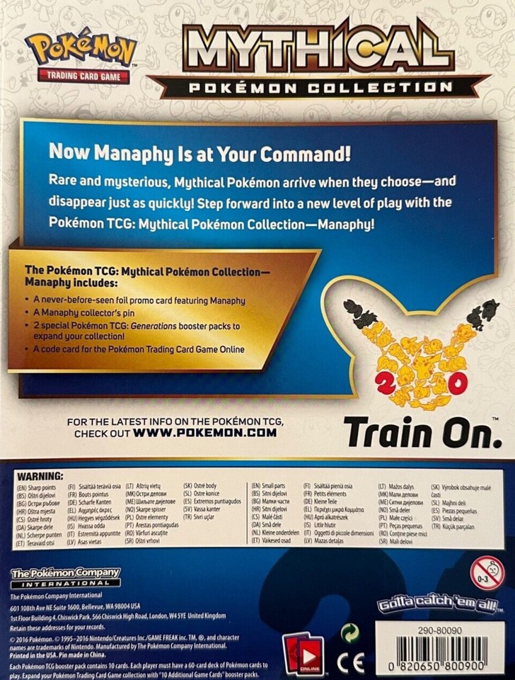 SEALED Pokemon Box Rare Mythical Collection Manaphy 20th Anniversary ...
