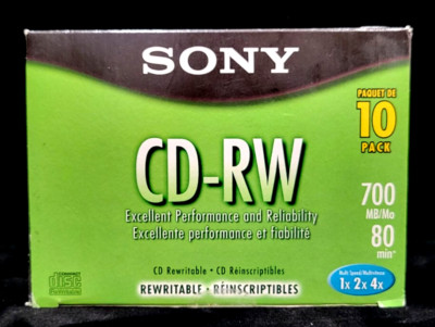 Sony CD-RW 10 Pack 700MB 80Min Rewritable Discs For Music/Data/Photo ...