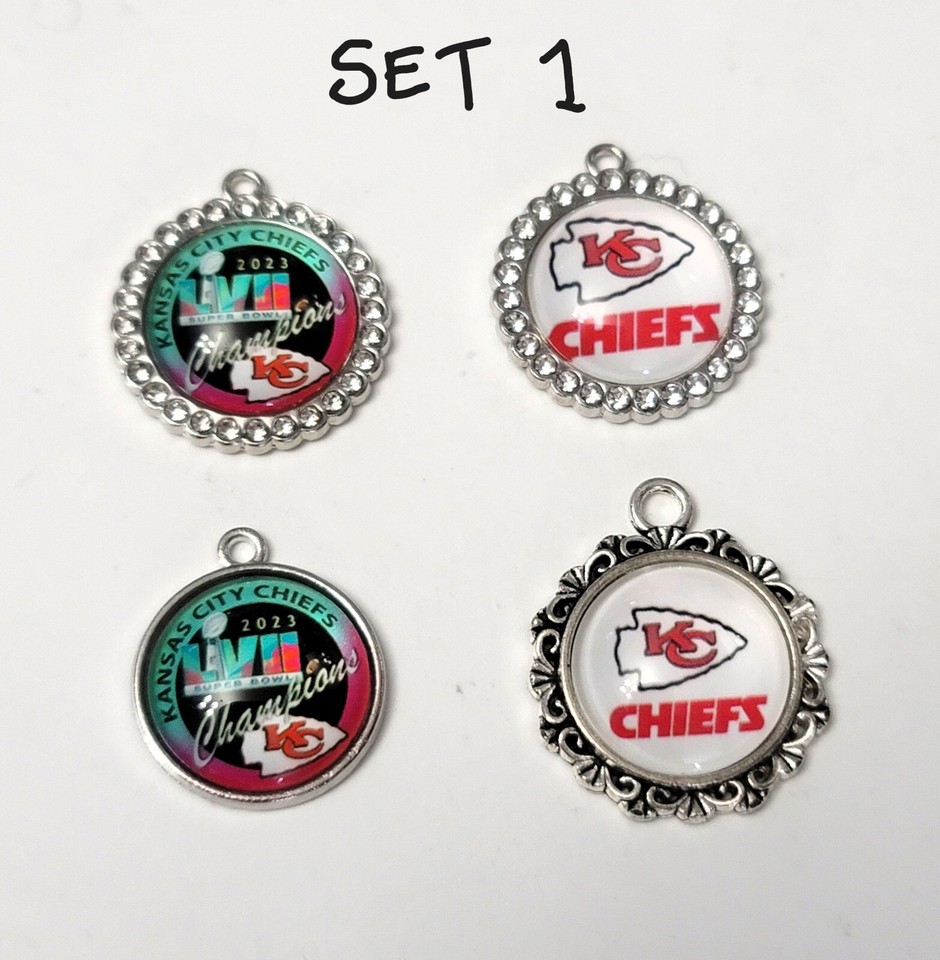 Sale set 4pcs exclusive charm of NFL Champion team KC Chiefs, CZ stones ...