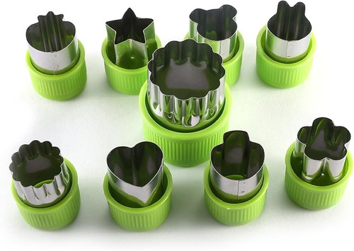 9-Pack Fruit & Veggie Cutter Set – Mini Cookie Shape Slicer Mold ...