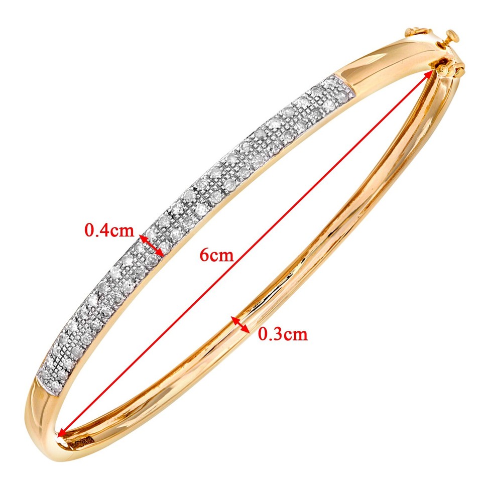 9ct Yellow Gold 0.50ct Diamond Bangle Bar Style by Naava | eBay UK