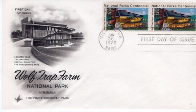 USPS FDC ArtCraft #1452 1972 6c National Parks Centennial Wolf Trap ...