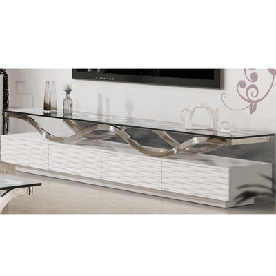 Our Home Marie Luxury Lowline Tempered Glass Wooden TV Stand ...