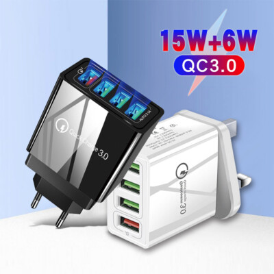 Fast Quick Charge 4 Port Charger Power Adapter Plug QC 3.0 USB Hub Wall ...